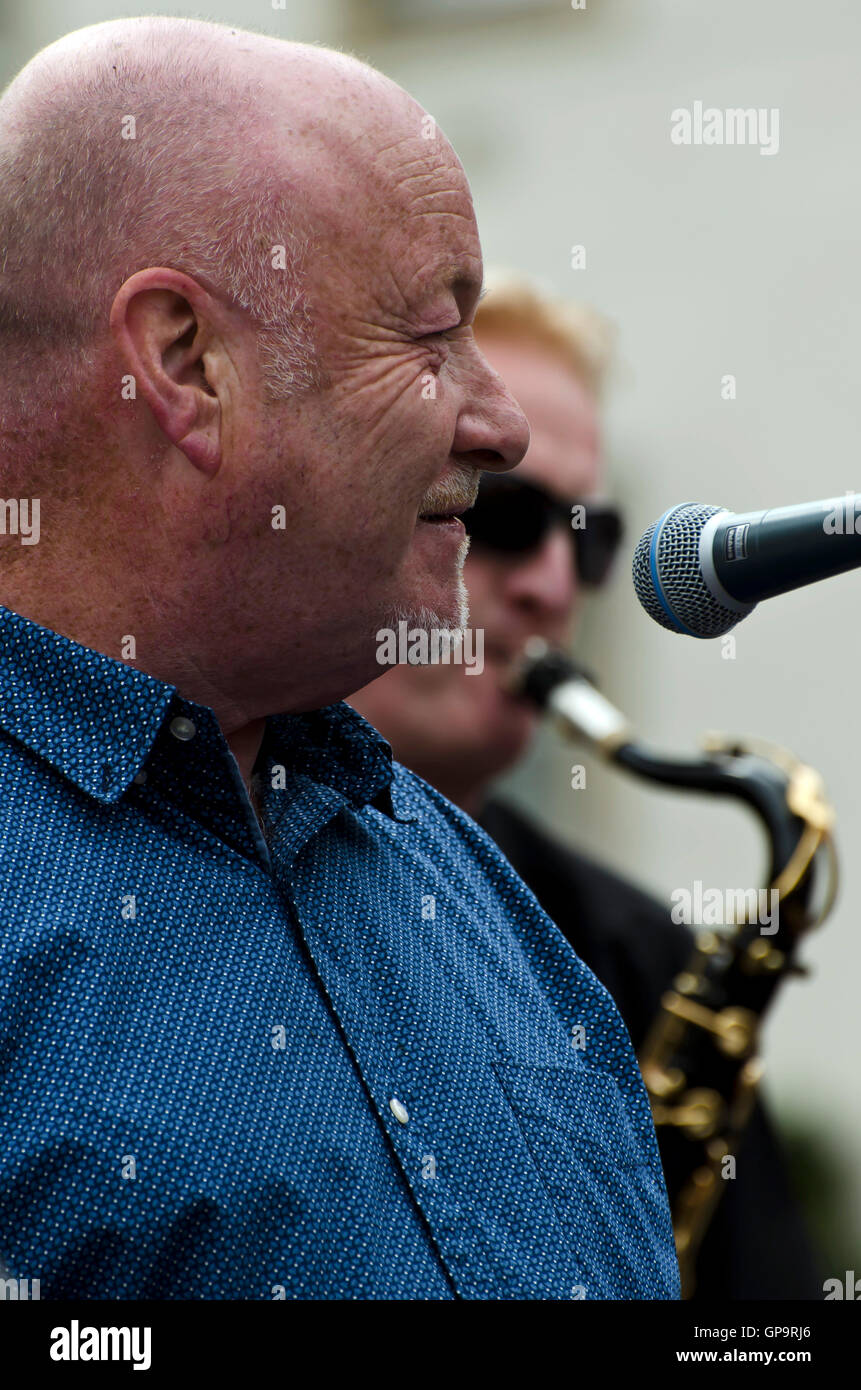 John Frame, vocalist with the band Lights Out by Nine, taking part in ...
