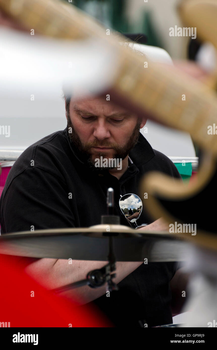Arthur Cook, the drummer with the band Lights Out by Nine, taking part ...