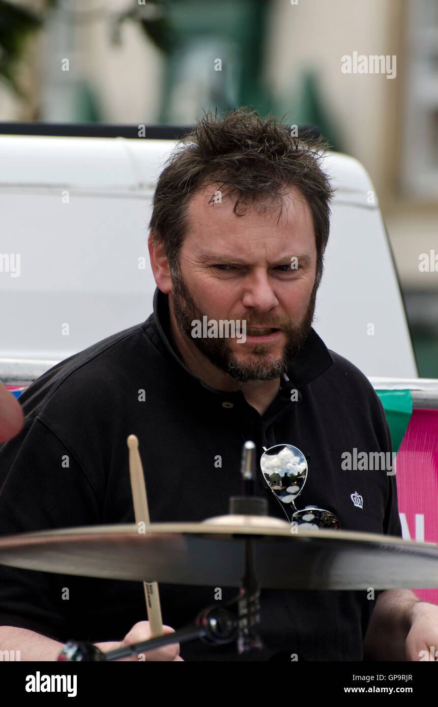 Arthur Cook, the drummer with the band Lights Out by Nine, taking part ...