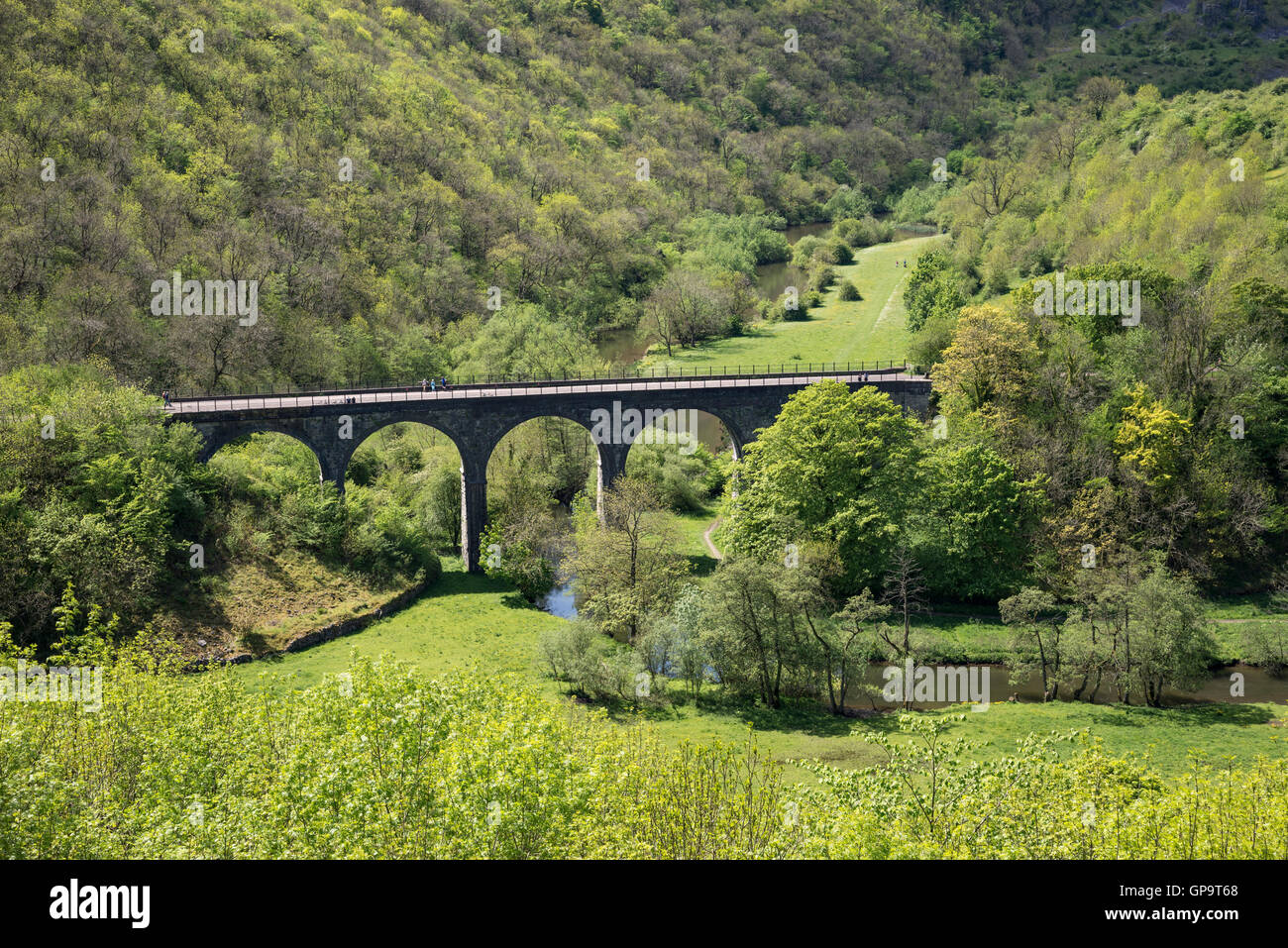 Monsal Head viaduct, a well known landmark near Bakewell in the Peak ...