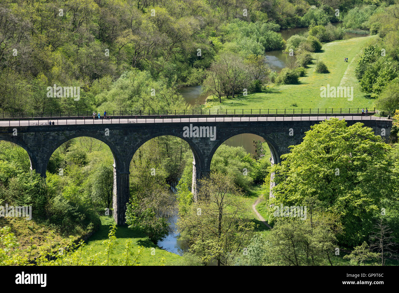 Monsal Head viaduct, a well known landmark near Bakewell in the Peak ...