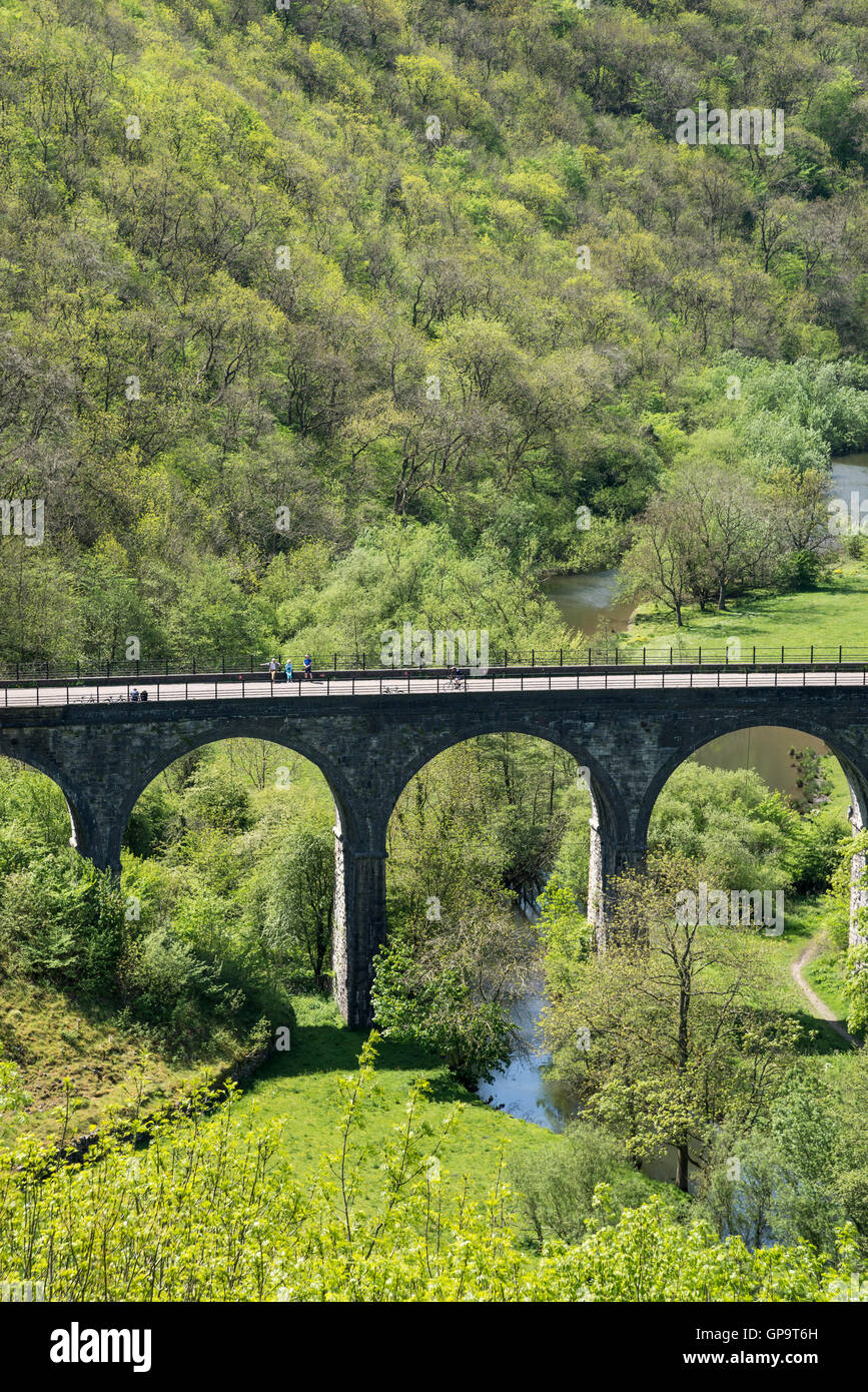 Monsal Head viaduct, a well known landmark near Bakewell in the Peak ...
