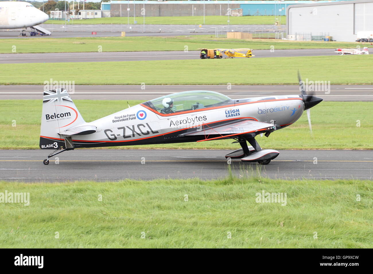 G-ZXCL, an Extra EA-300L of the Blades aerobatic team, taxis out at for ...
