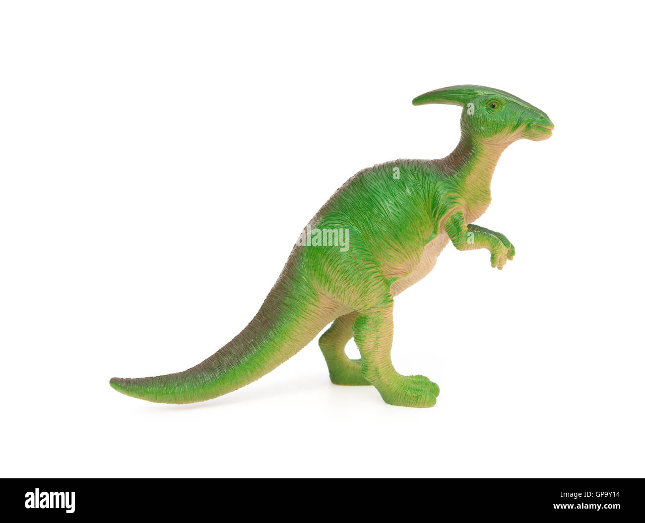 side view green Parasaurolophus toy on a white background Stock Photo ...