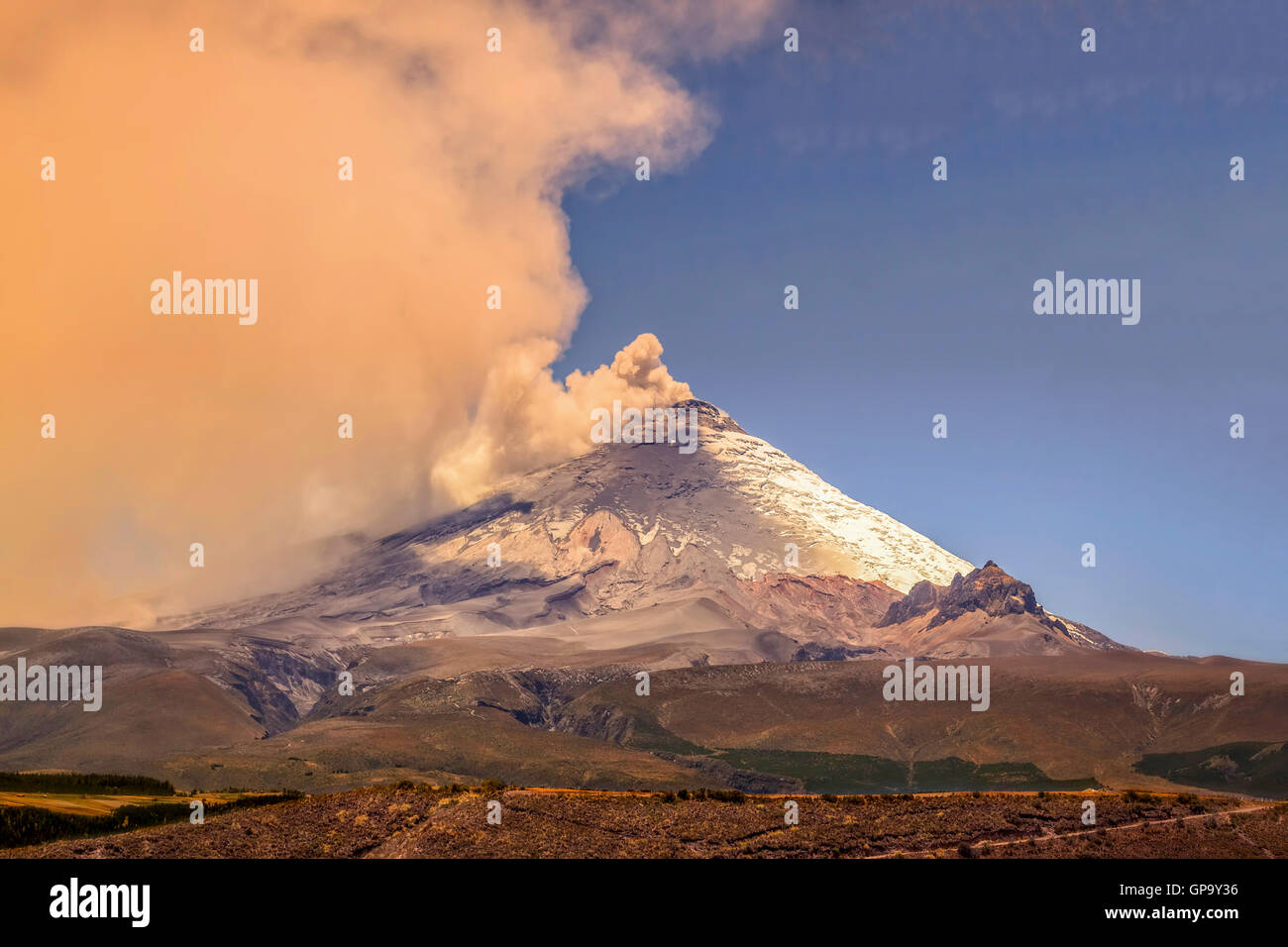 Cotopaxi Volcano During 2015 Eruption Vapors Of Water And Ash Blowing ...