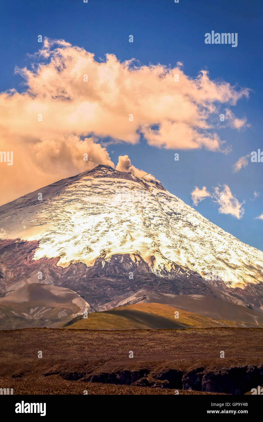 Amazing View With Gas Eruption Of Cotopaxi Volcano, Ecuador, South ...