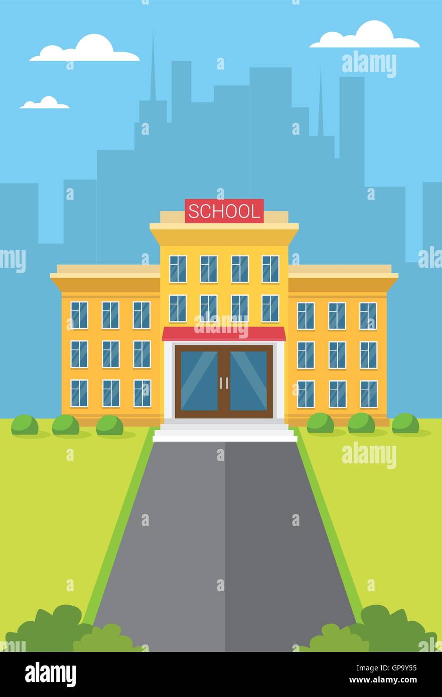 School Building Exterior City View Stock Vector Image & Art - Alamy