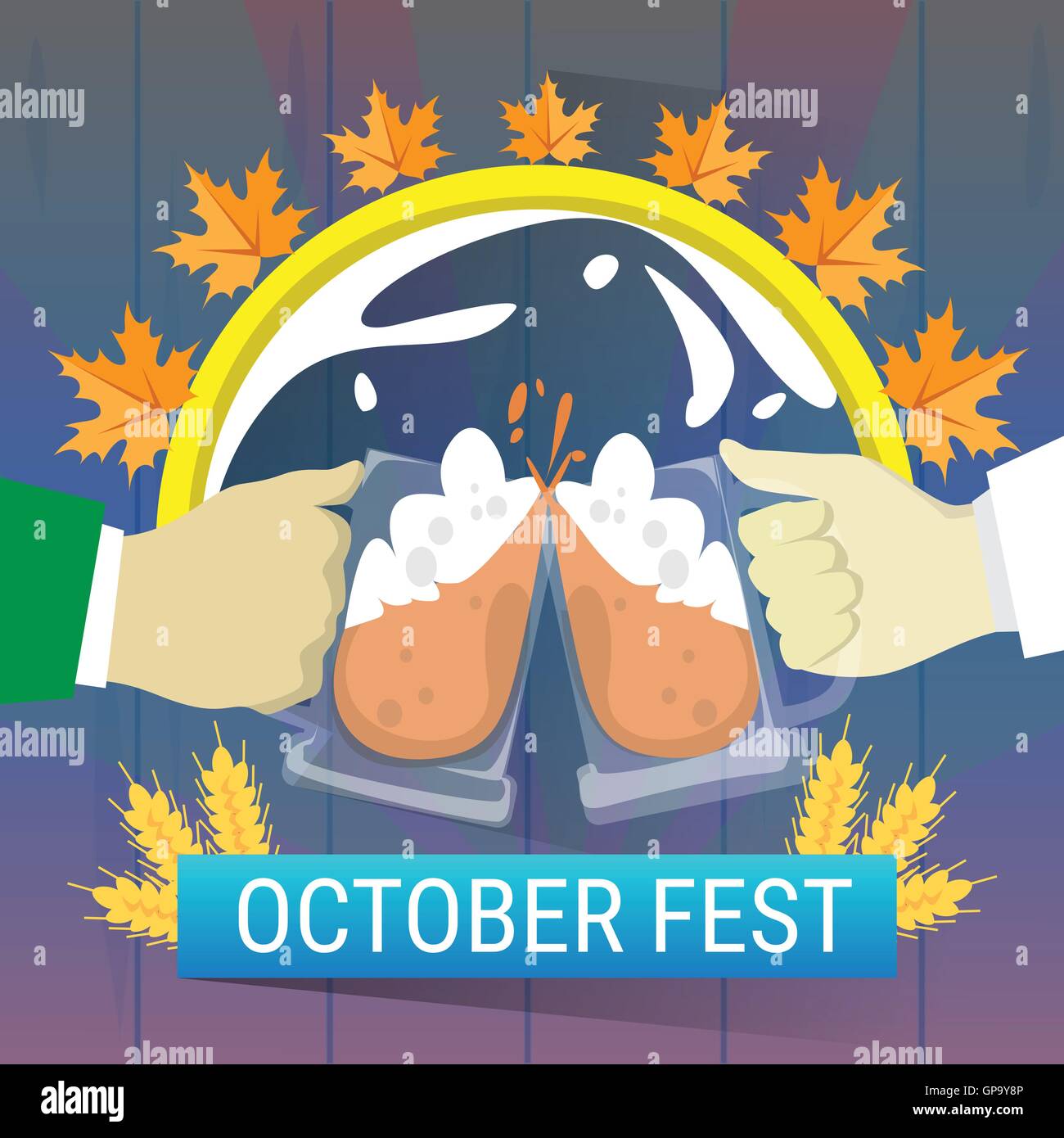 Hand Hold Beer Glass Mug Oktoberfest Festival Banner Stock Vector Image ...