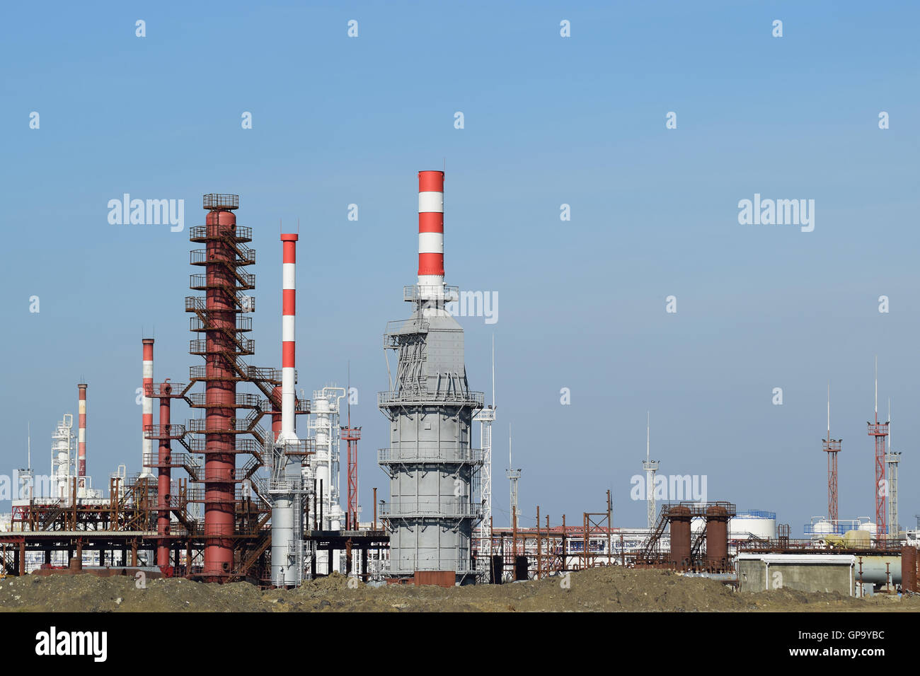Distillation columns, pipes and other equipment furnaces refinery Stock ...