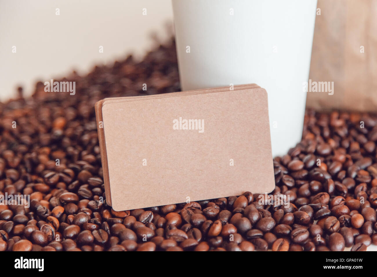 Coffee identity branding mockup set top view Stock Photo - Alamy