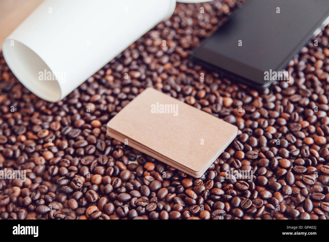 Coffee identity branding mockup set top view Stock Photo - Alamy