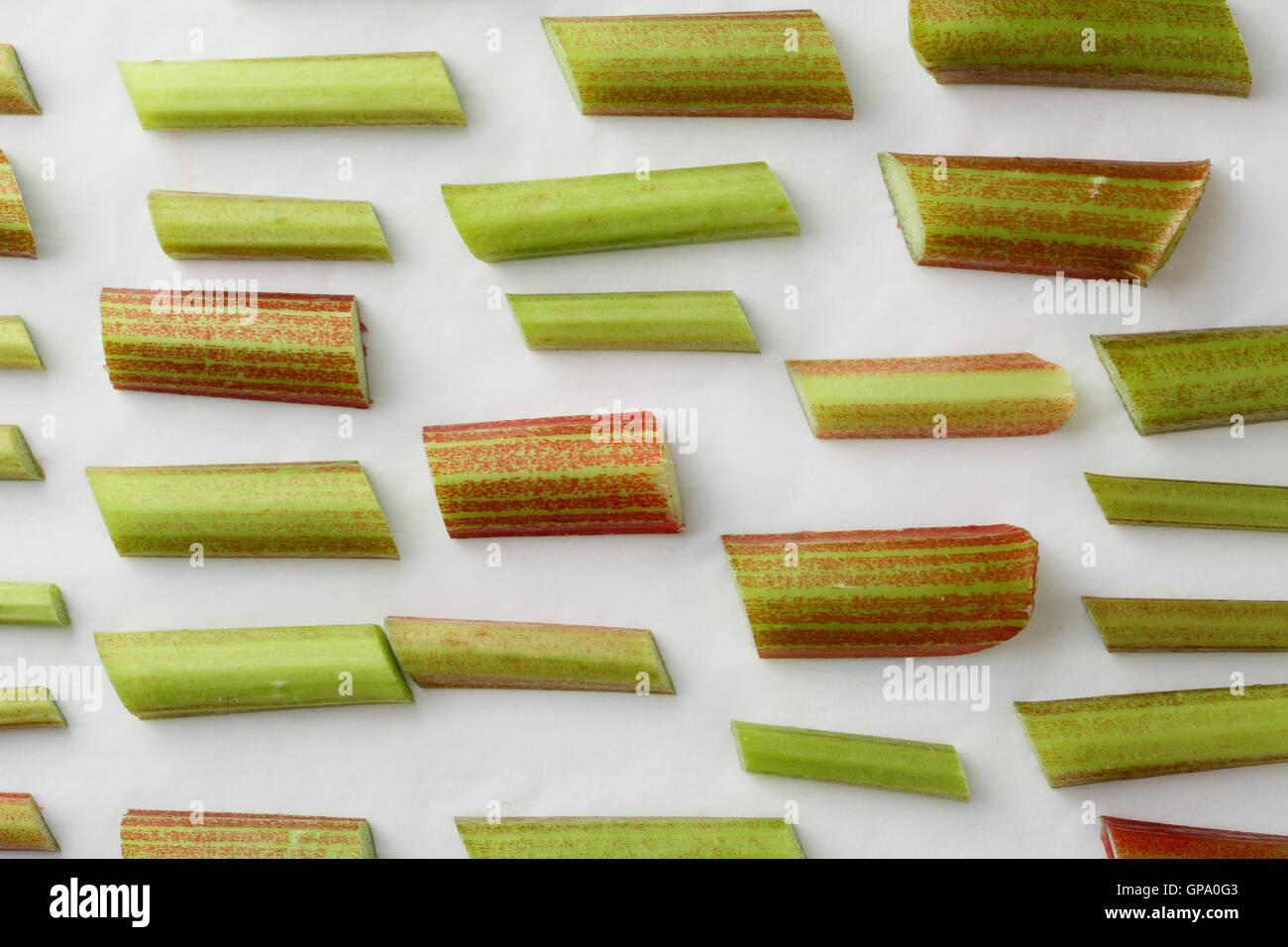 Rhubarb cut on white background, food above Stock Photo - Alamy