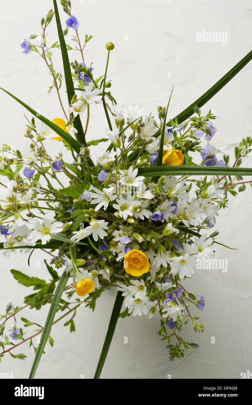 Bouquet of wild flowers, top view Stock Photo - Alamy
