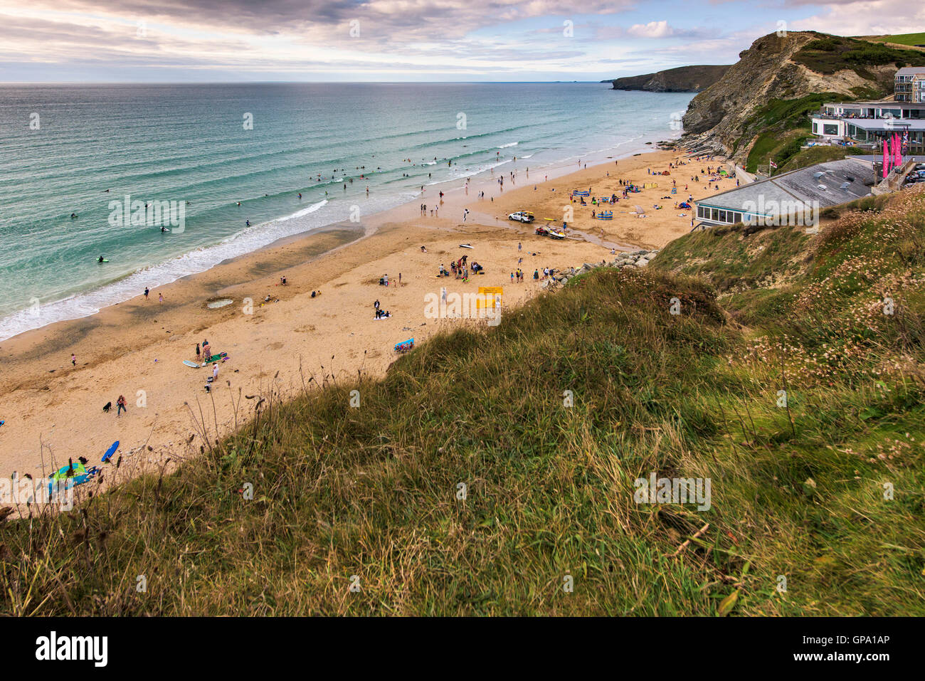 The beach at Watergate Bay in Cornwall Stock Photo - Alamy