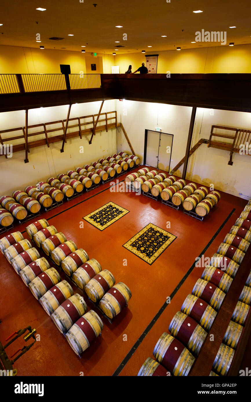 Wine cellar inside of Sterling Vineyards Winery.Calistoga,Napa Valley ...