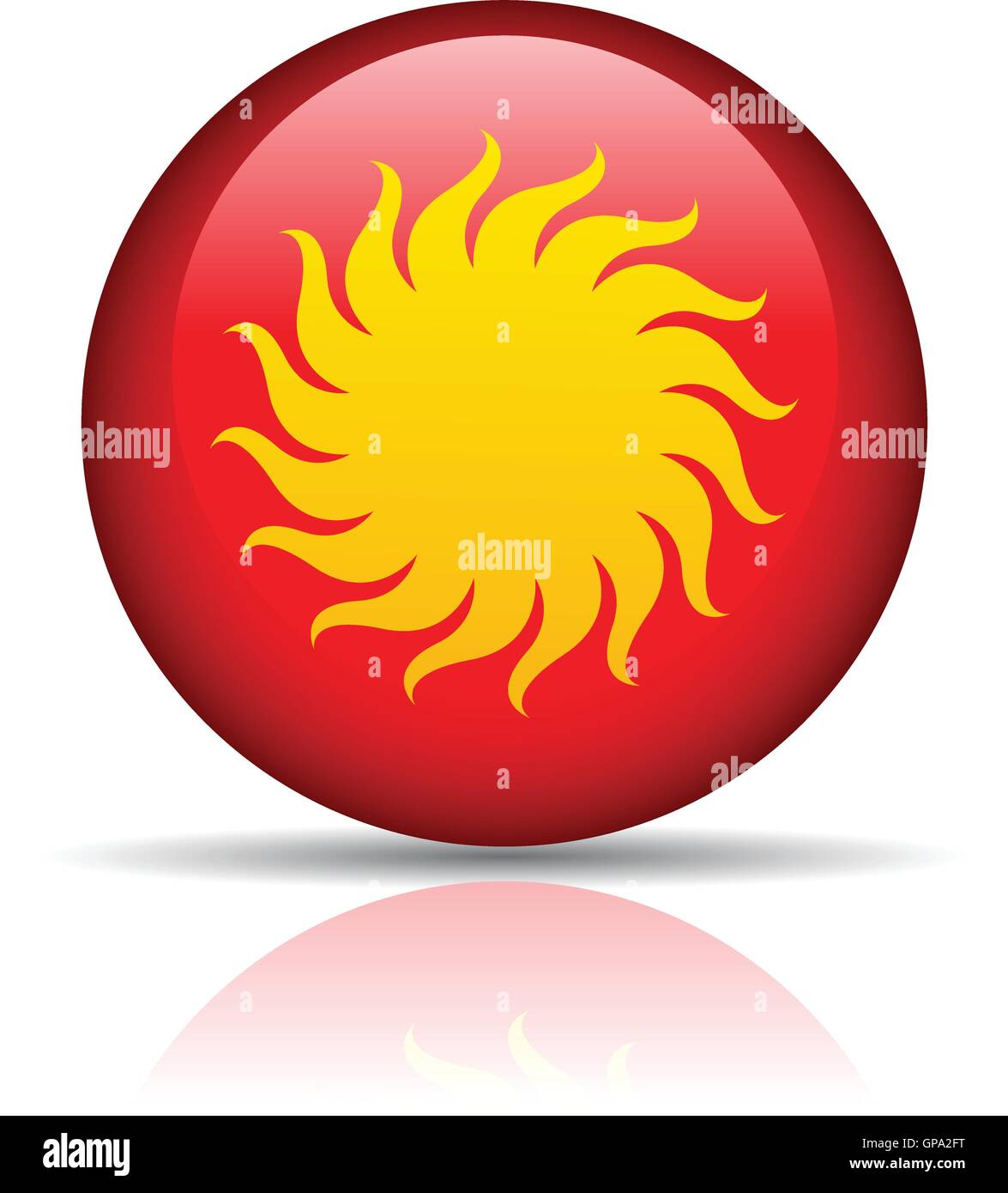 Sun in red button isolated on white Stock Vector Image & Art - Alamy