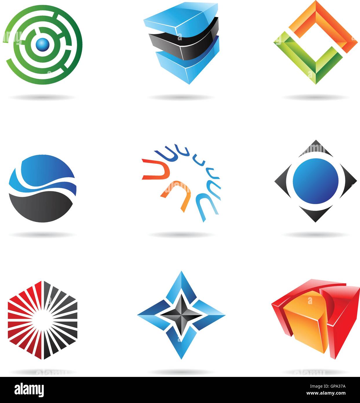 Various colorful abstract icons isolated on a white background Stock ...