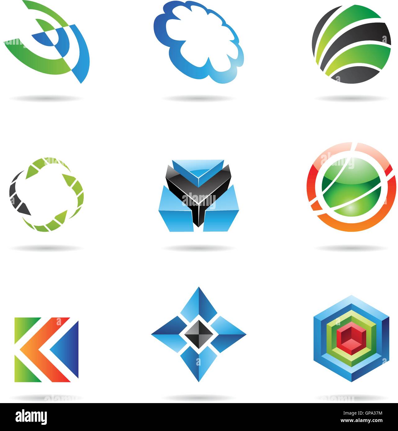 Various colorful abstract icons isolated on a white background Stock ...