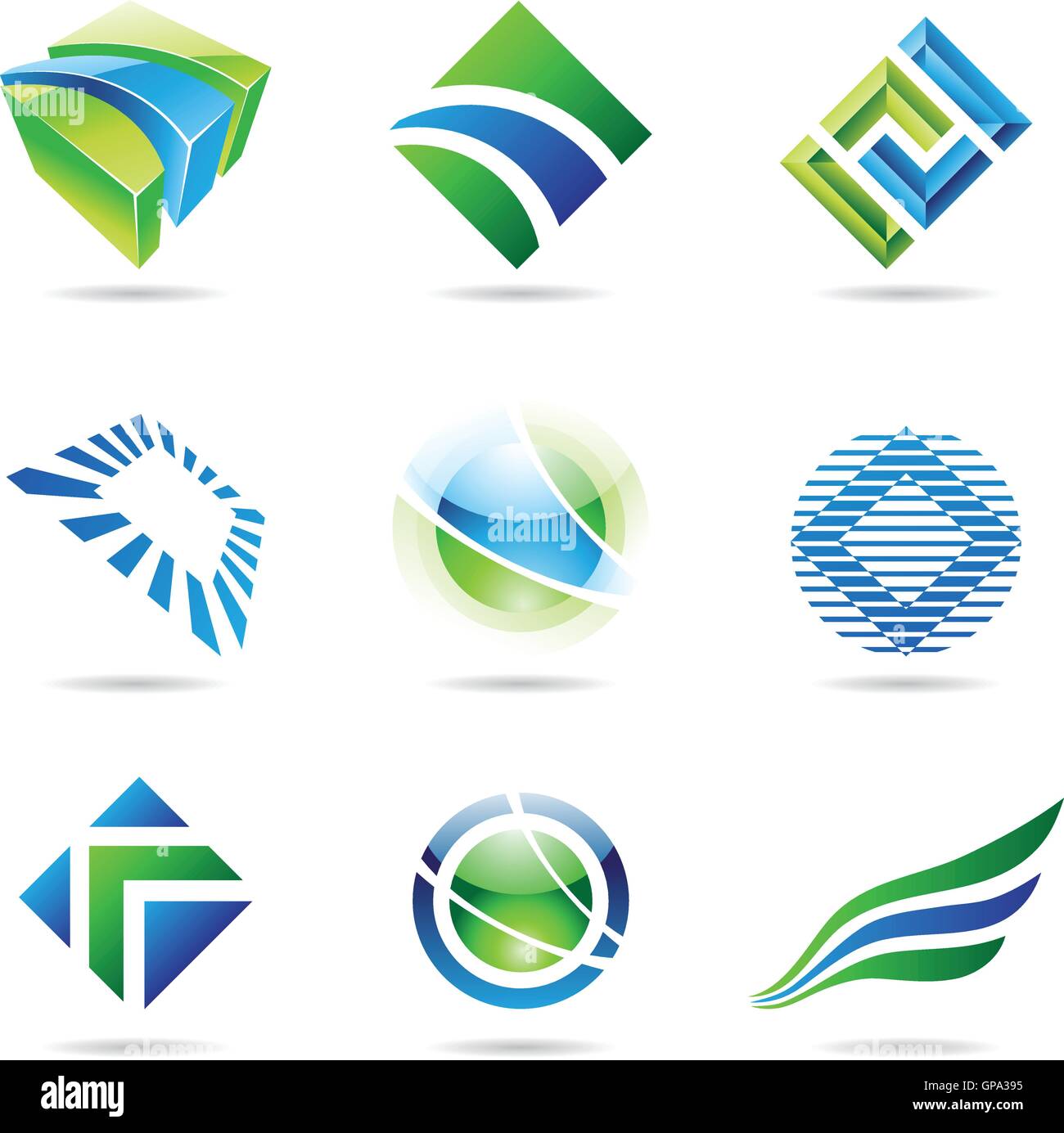 Various colorful abstract icons isolated on a white background Stock ...