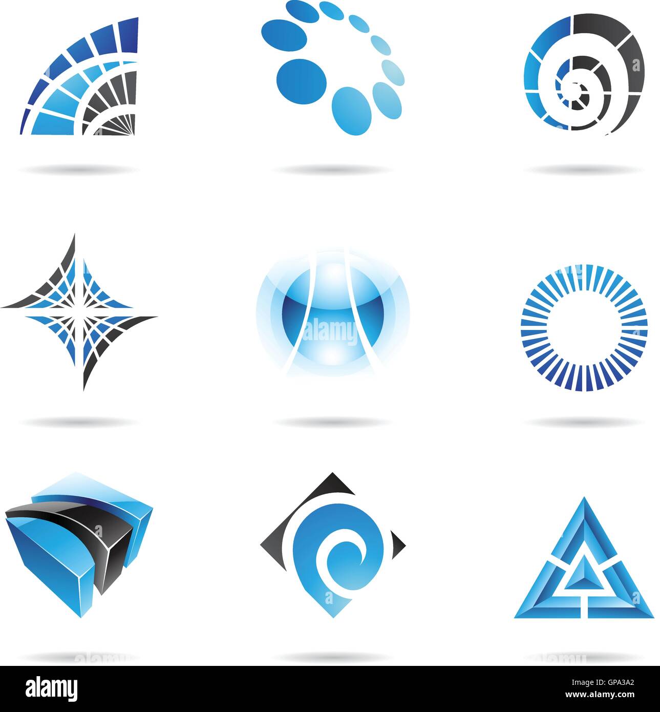 Various blue abstract icons isolated on a white background Stock Vector ...