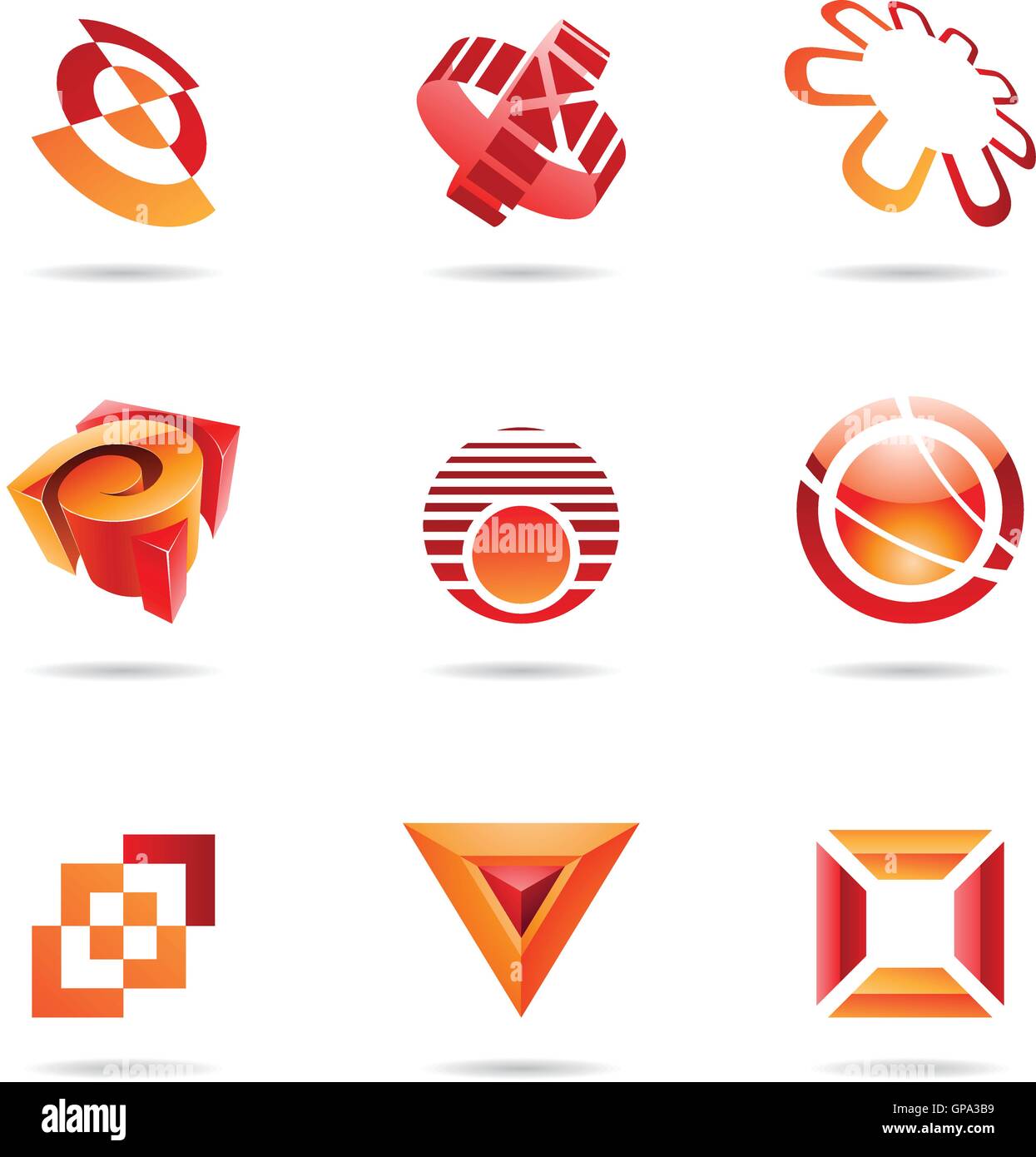 Various red abstract icons isolated on a white background Stock Vector ...