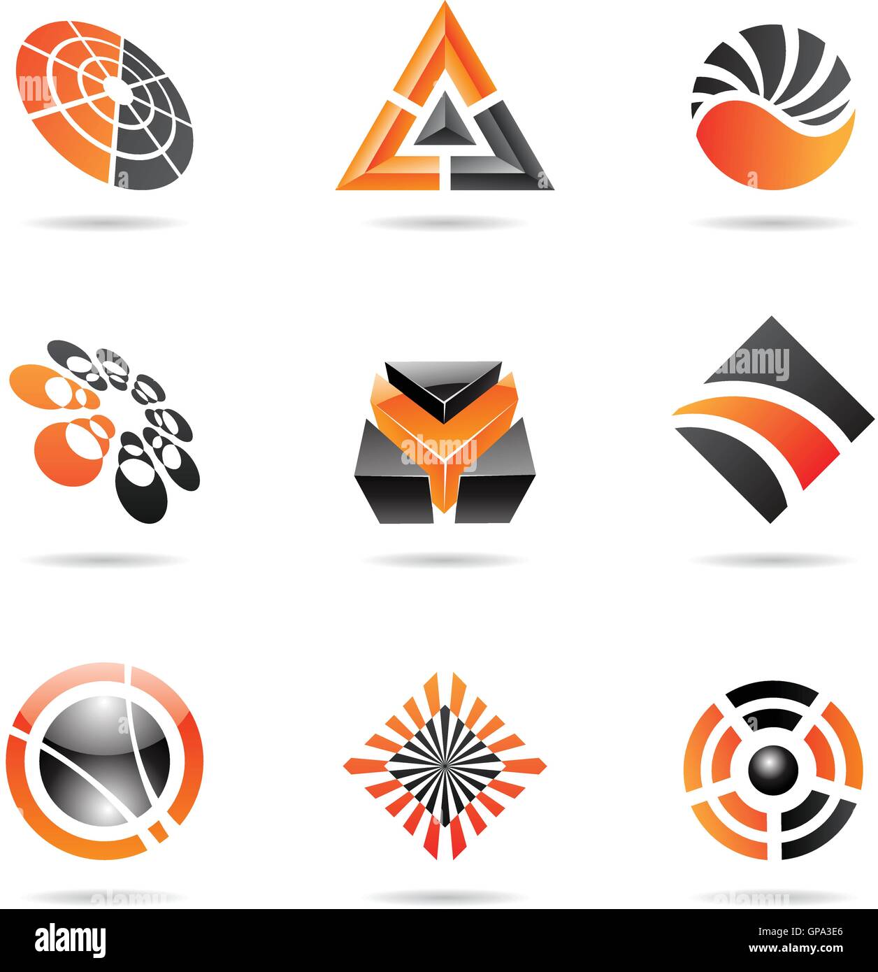 Abstract black and orange Icon Set isolated on a white background Stock ...