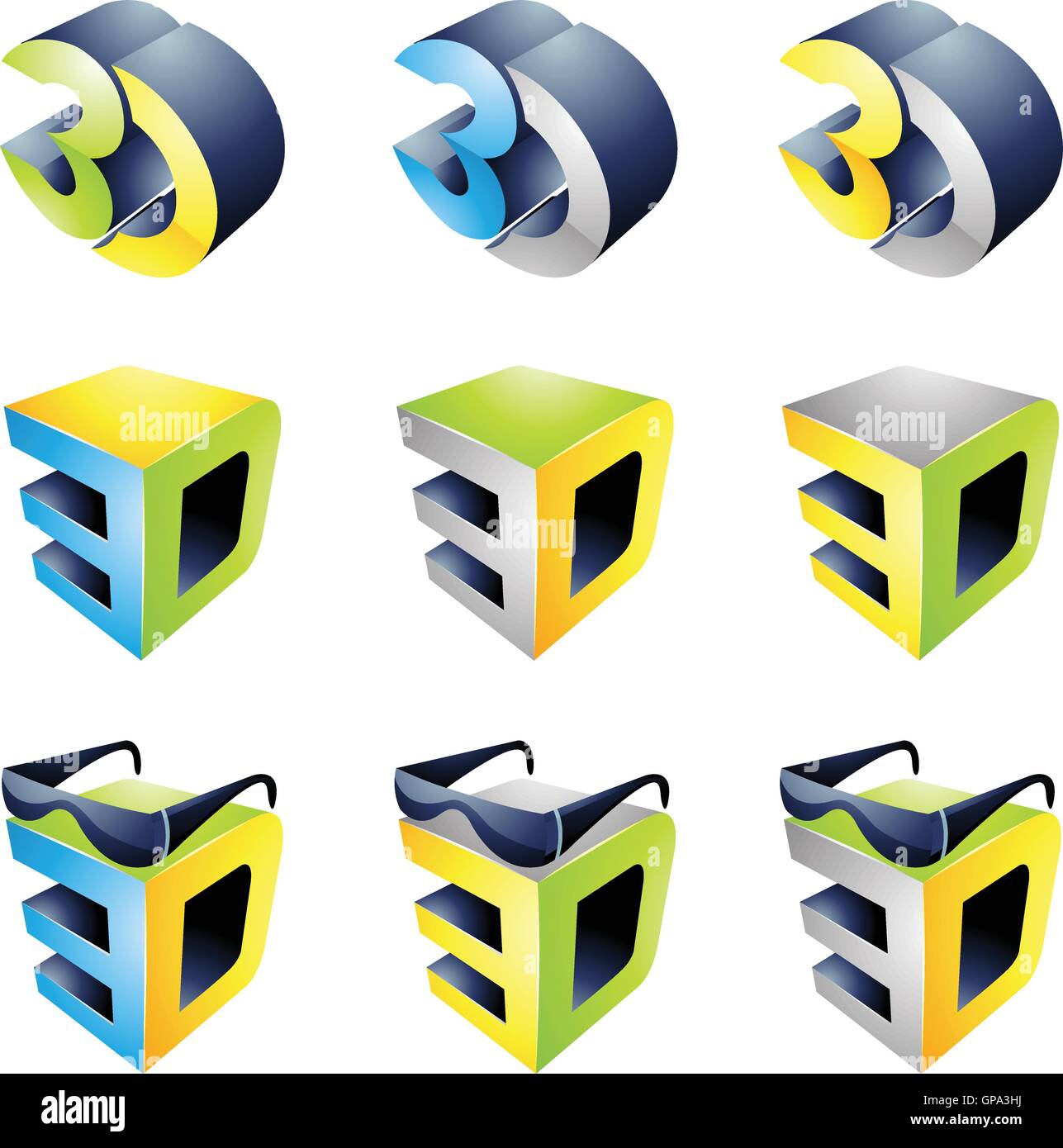 3D Viewing Experience logos isolated on a white background Stock Vector ...