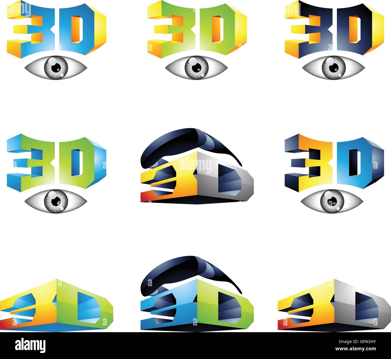 3D Viewing Experience logos isolated on a white background Stock Vector ...