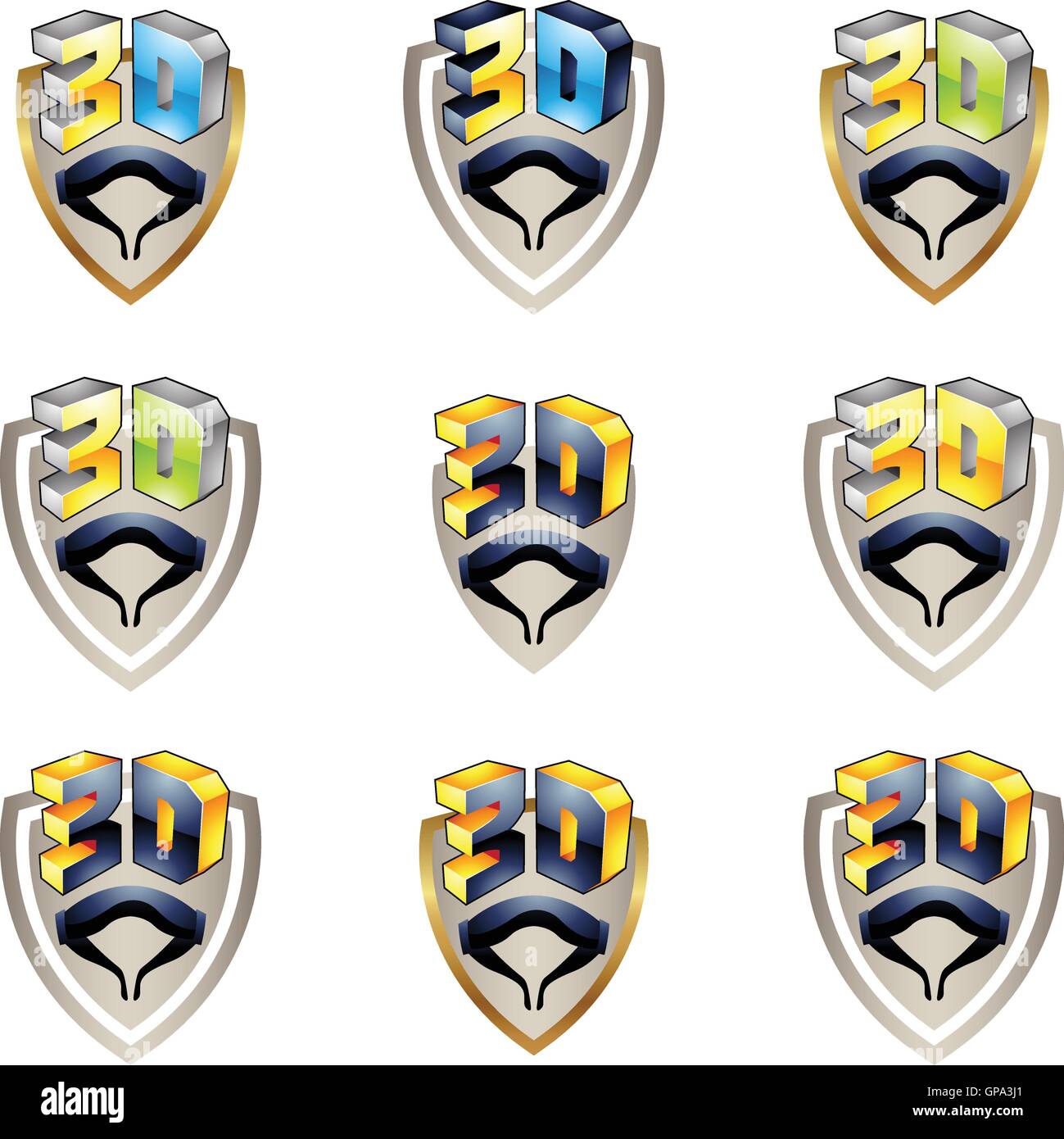 3D Viewing Experience logos isolated on a white background Stock Vector ...