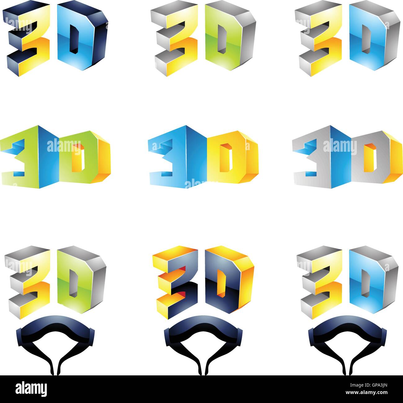 3D Viewing Experience logos isolated on a white background Stock Vector ...