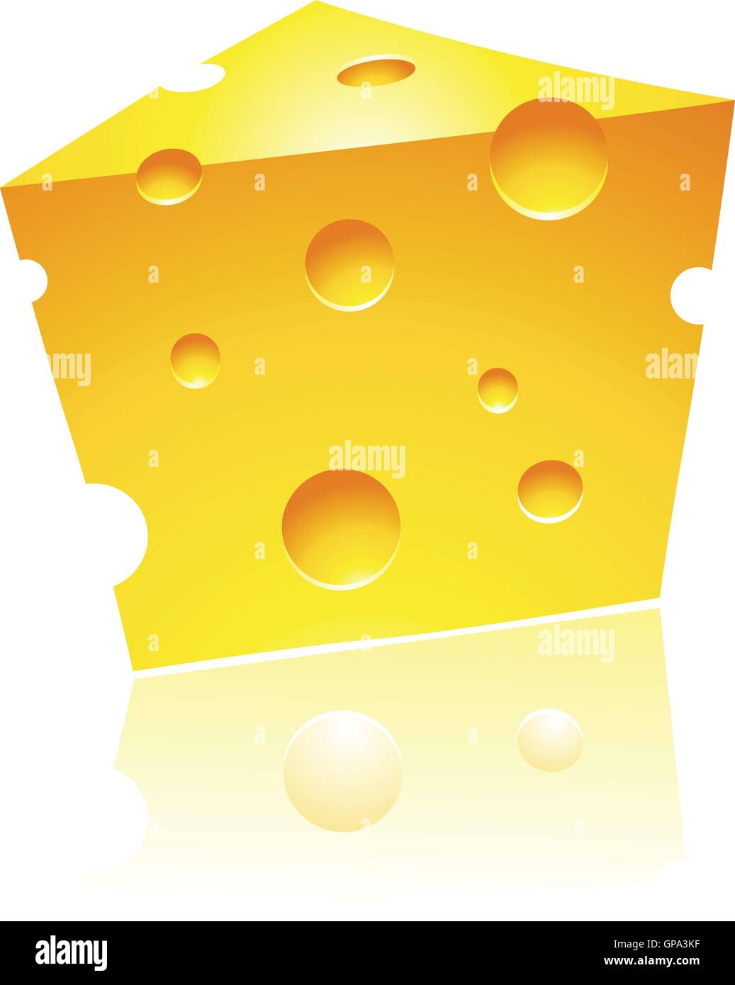 Vector Illustration of Cheddar Cheese with Reflection Stock Vector ...