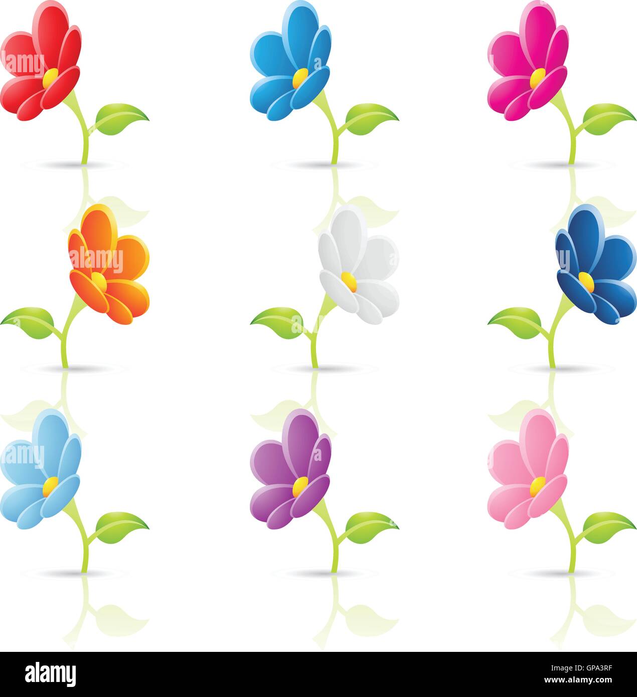 Vector Illustration of a set of colourful flowers Stock Vector Image ...