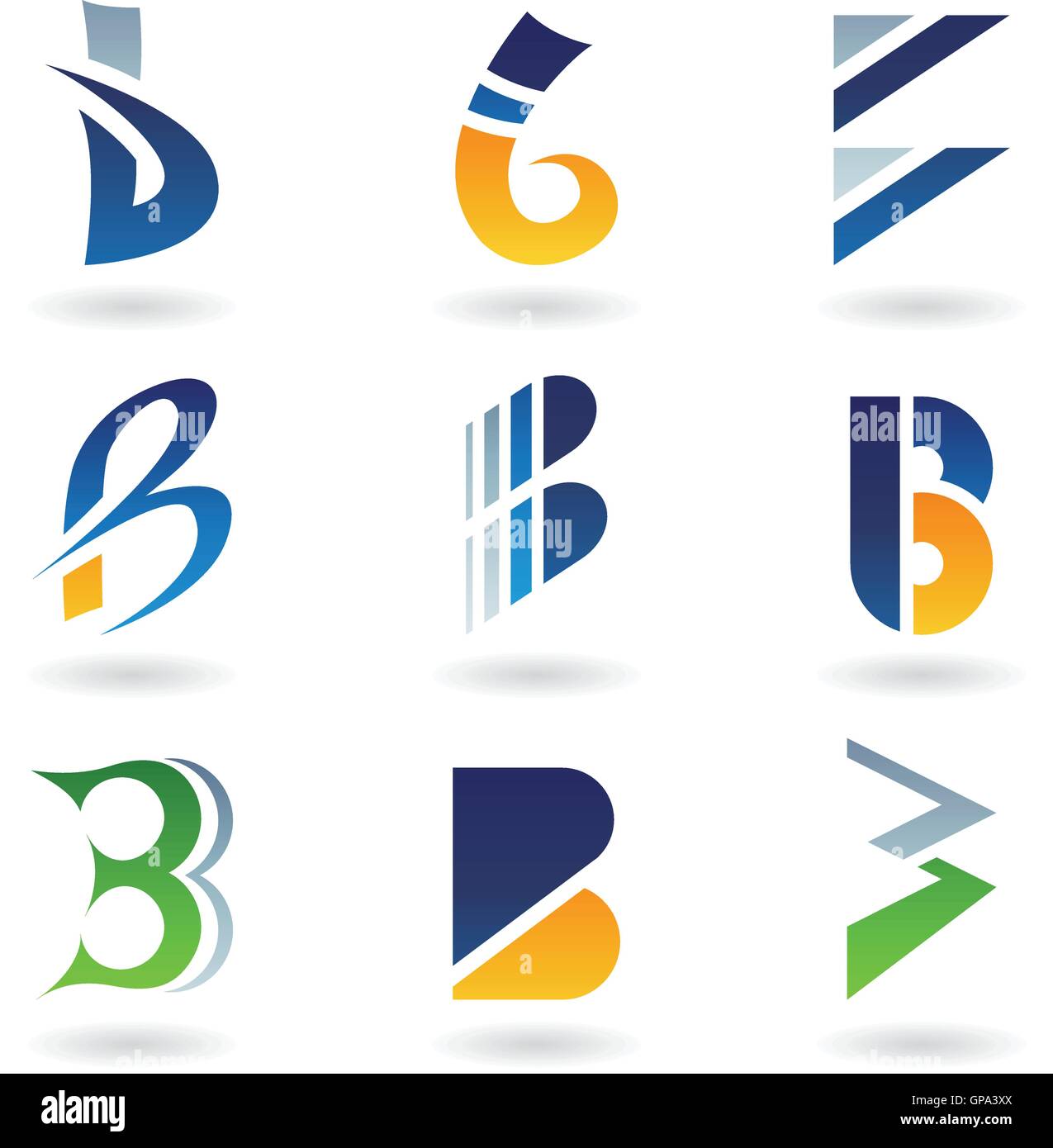 Vector illustration of abstract icons based on the letter B Stock ...
