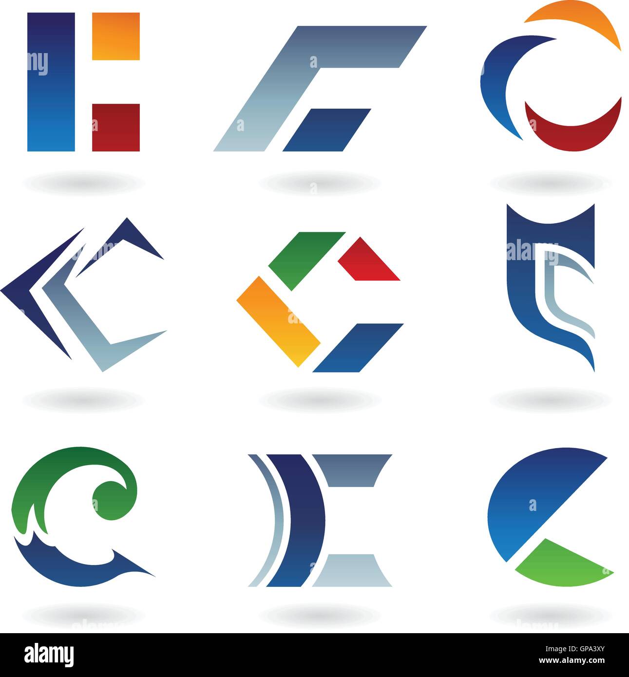 Vector illustration of abstract icons based on the letter C Stock ...