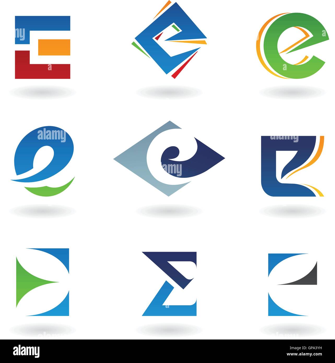 Vector illustration of abstract icons based on the letter E Stock ...
