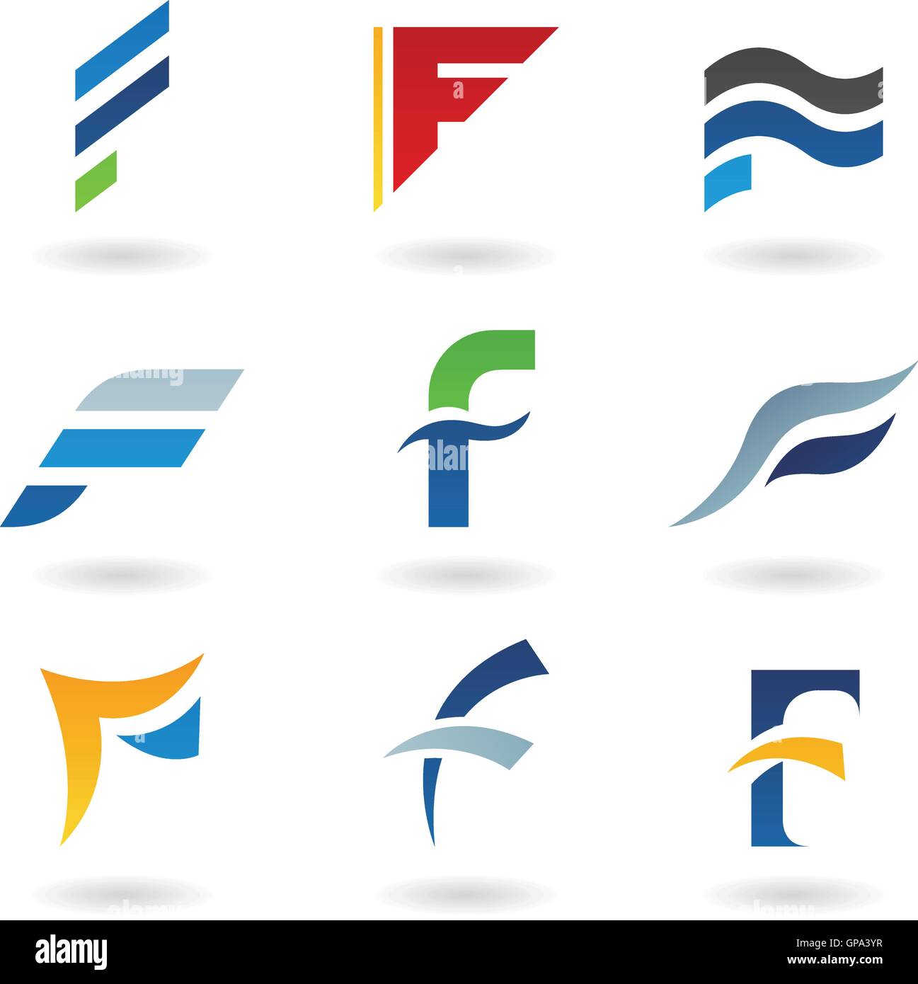 Vector illustration of abstract icons based on the letter F Stock ...