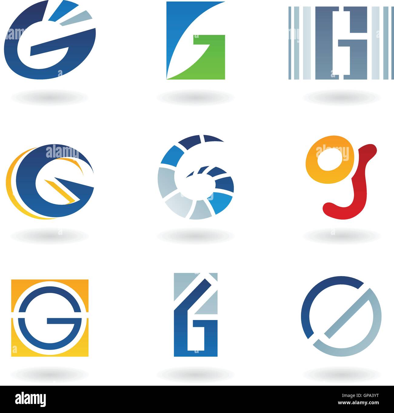 Vector illustration of abstract icons based on the letter G Stock ...