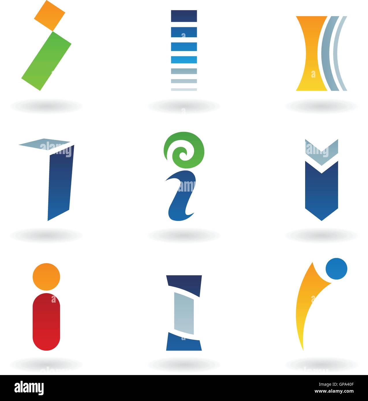 Vector illustration of abstract icons based on the letter I Stock ...