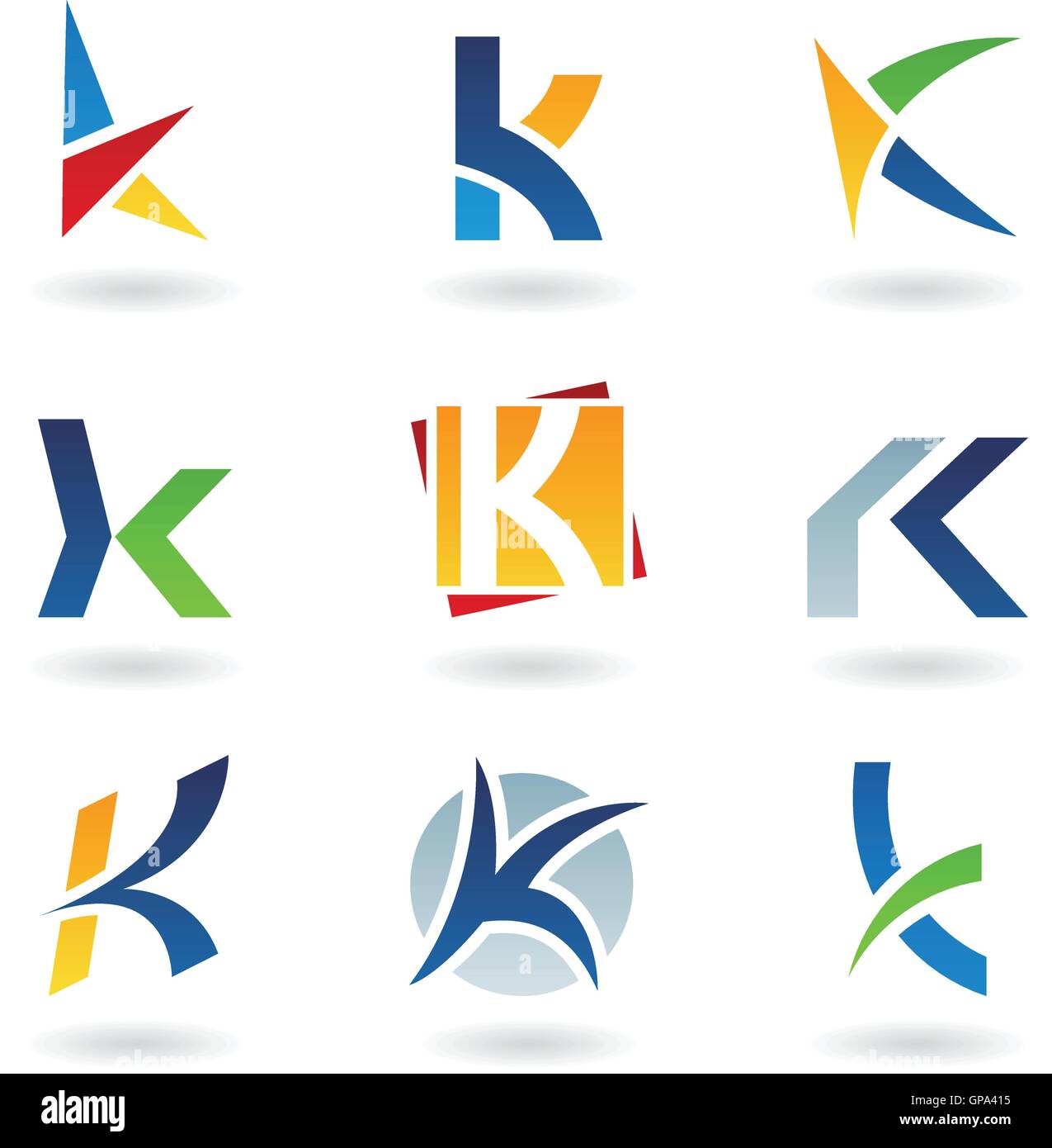 Vector illustration of abstract icons based on the letter K Stock ...