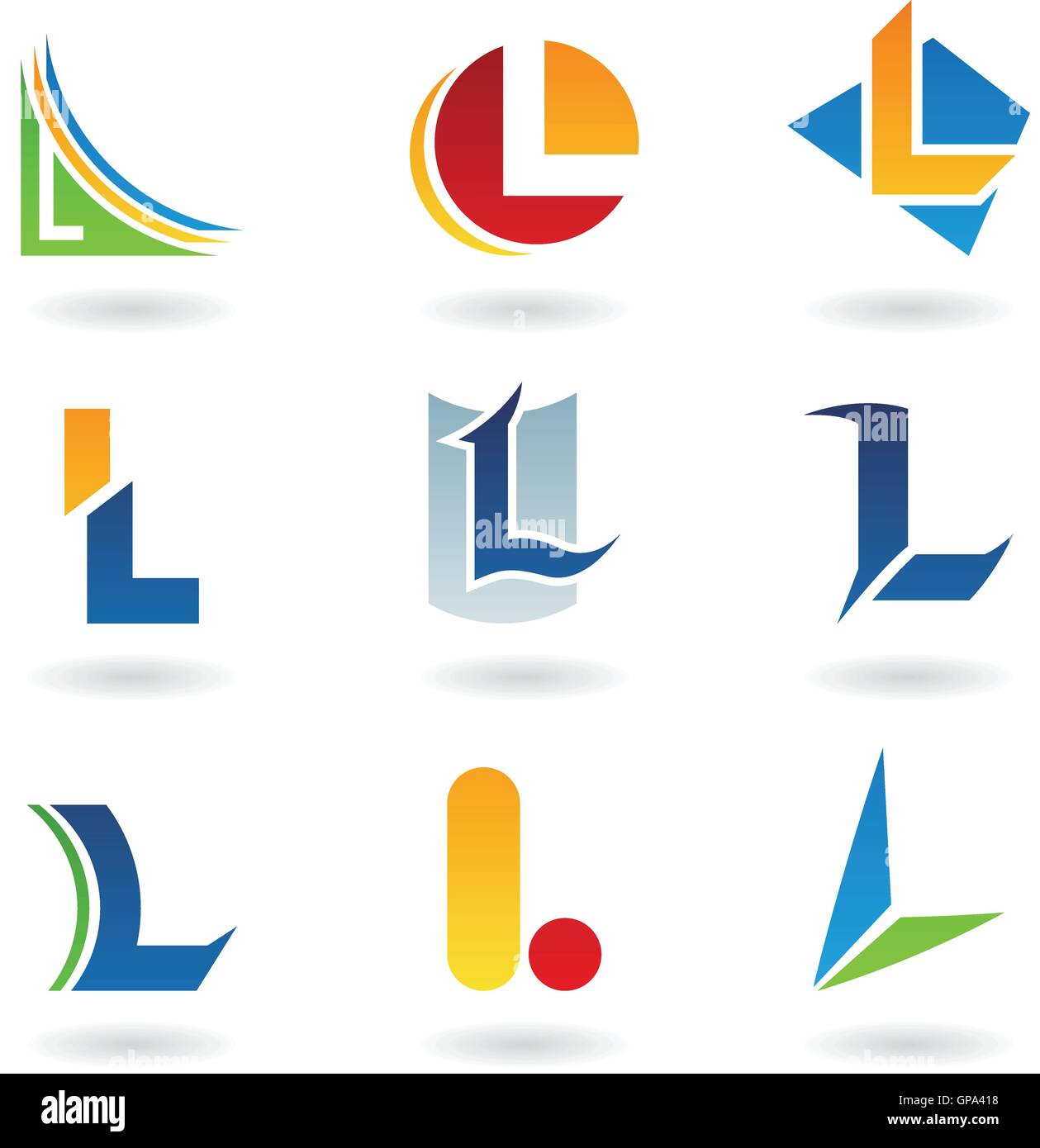 Vector illustration of abstract icons based on the letter L Stock ...