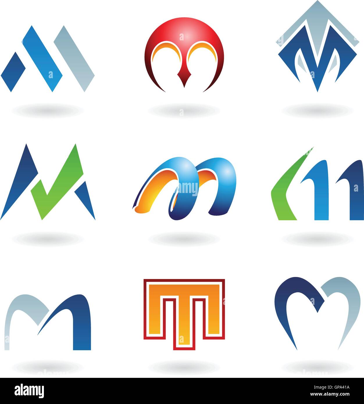 Vector illustration of abstract icons based on the letter M Stock ...