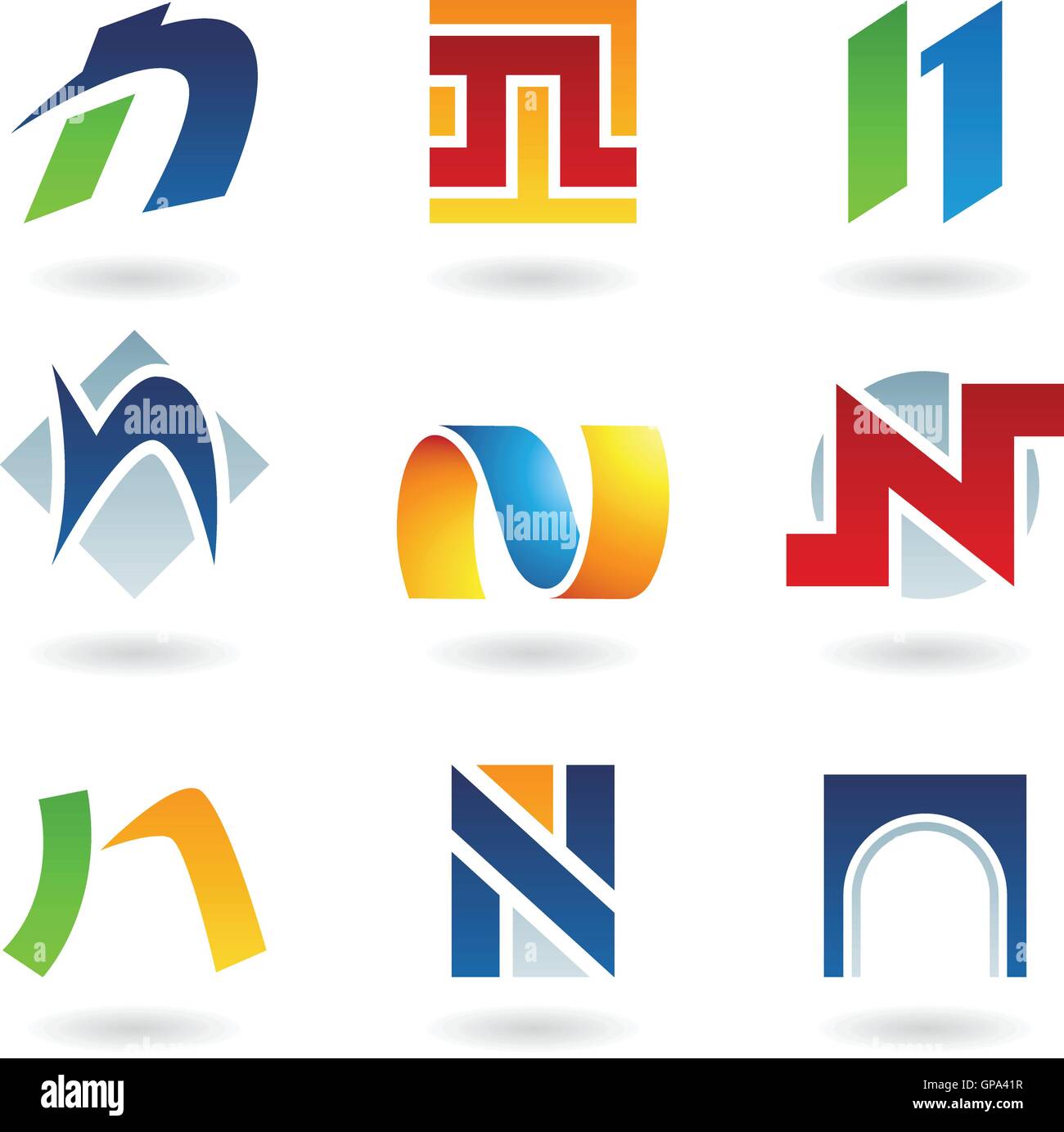 Vector illustration of abstract icons based on the letter N Stock ...