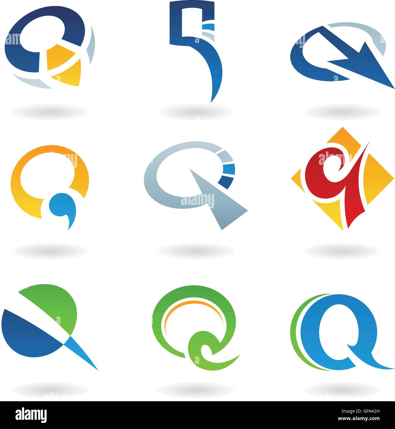 Vector illustration of abstract icons based on the letter Q Stock ...