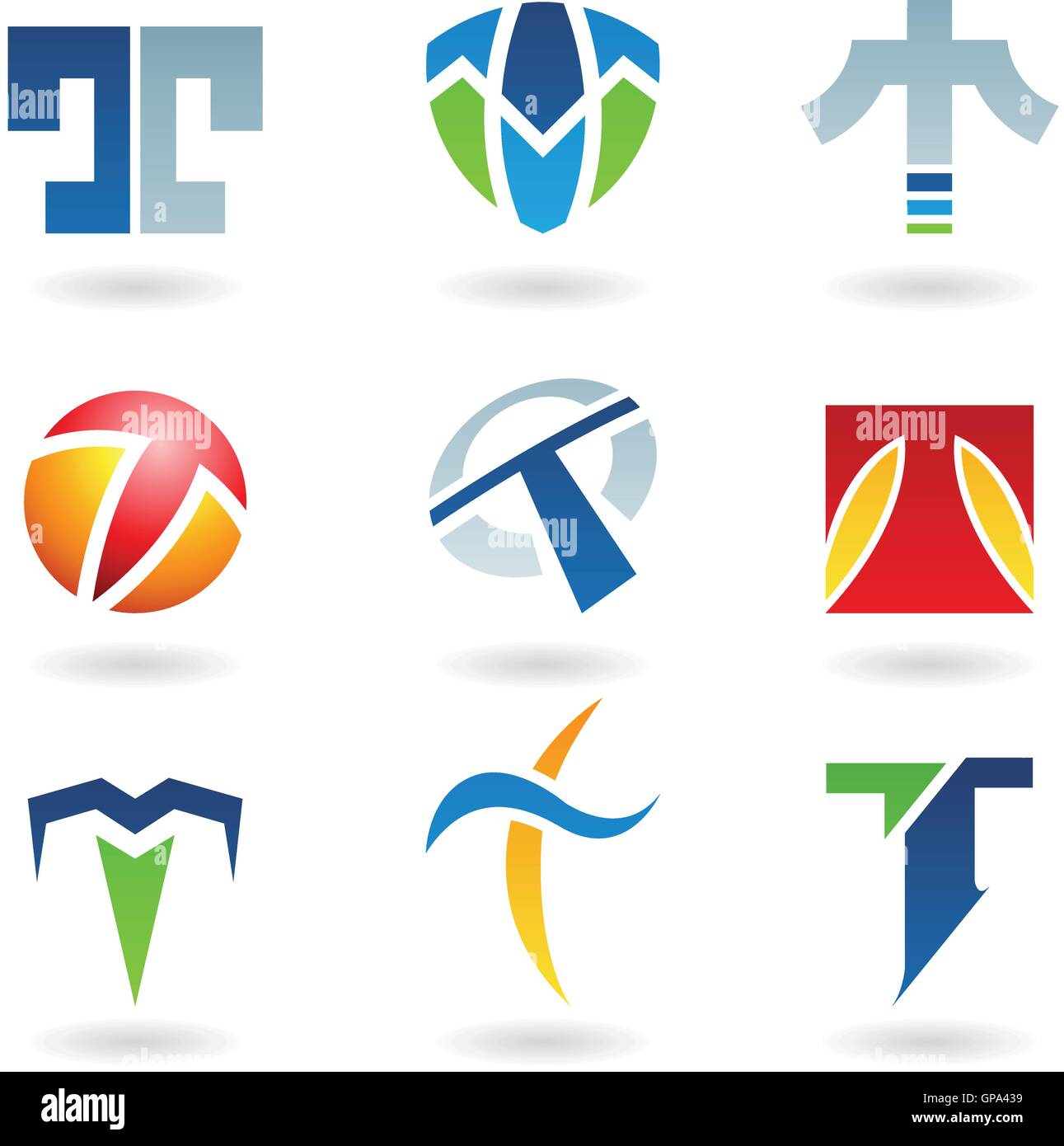 Vector illustration of abstract icons based on the letter T Stock ...