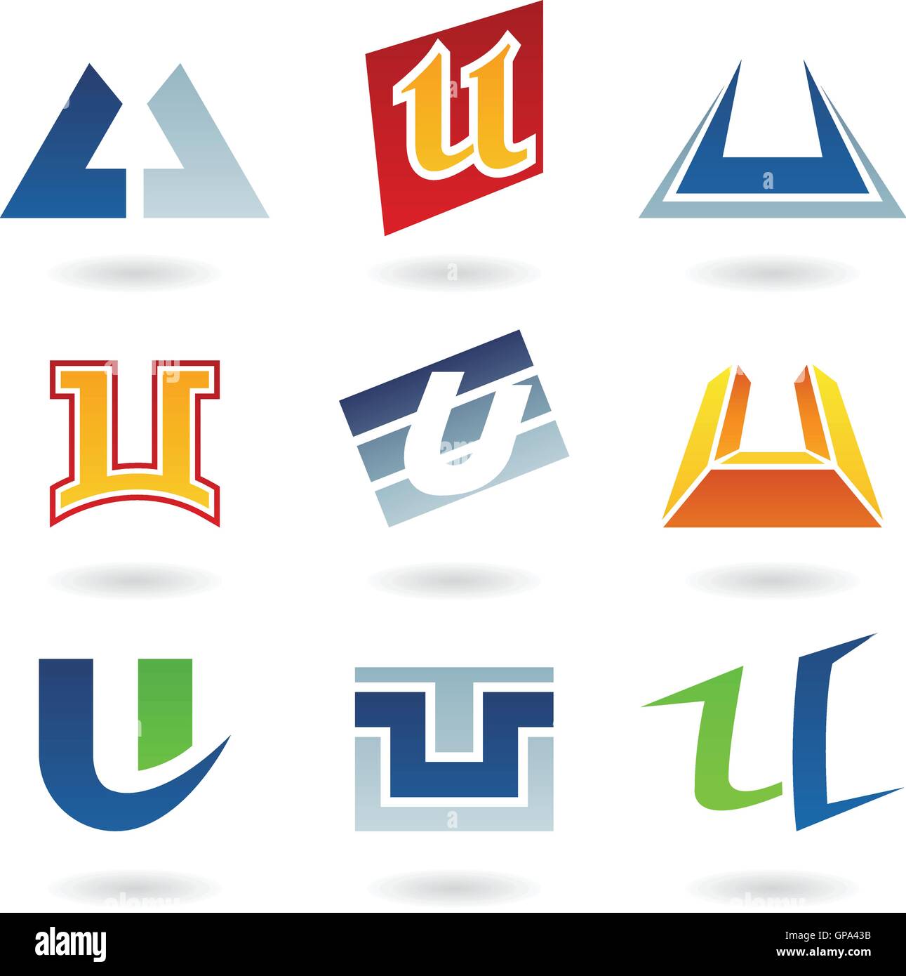 Vector illustration of abstract icons based on the letter U Stock ...