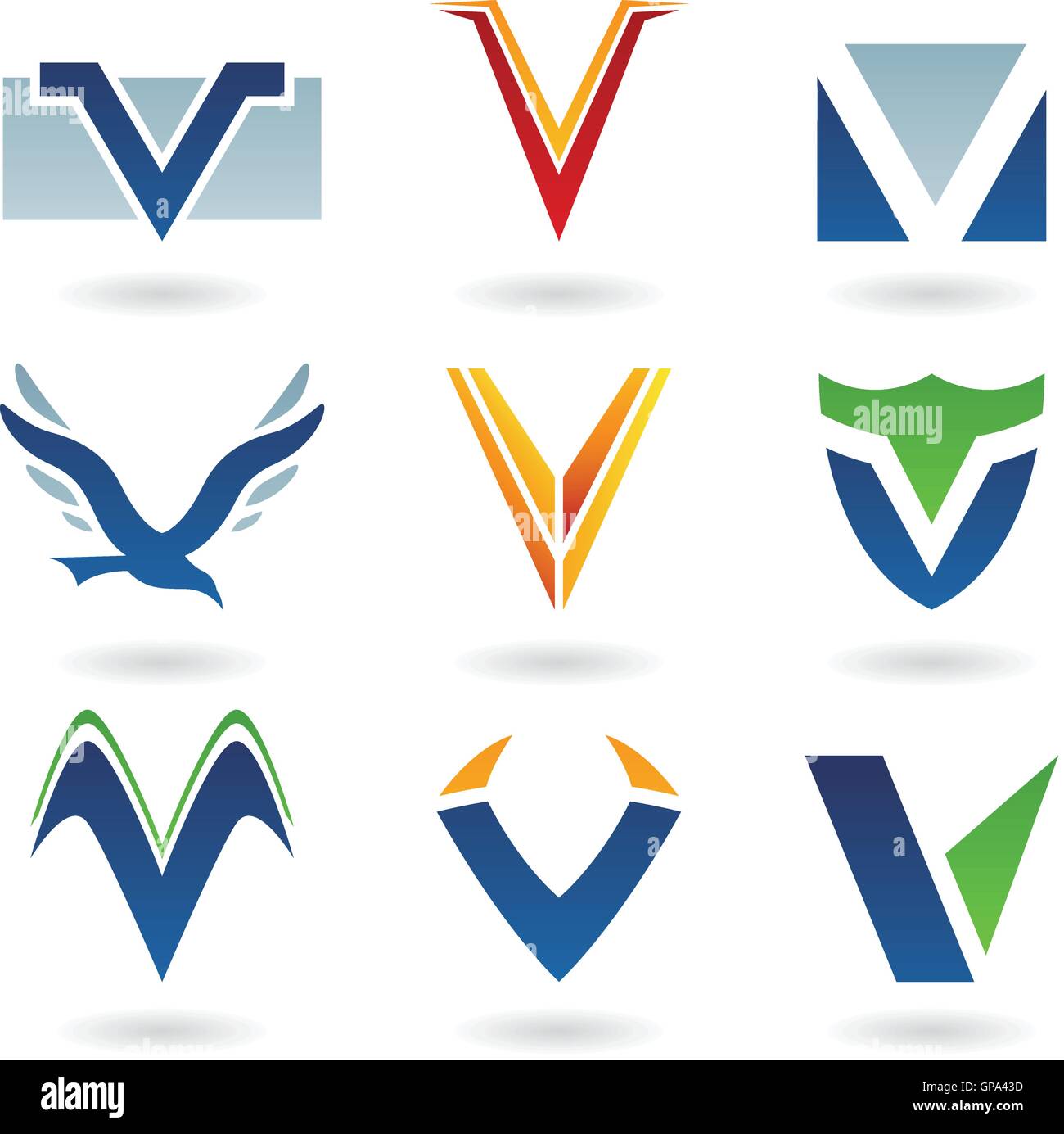 Vector illustration of abstract icons based on the letter V Stock ...