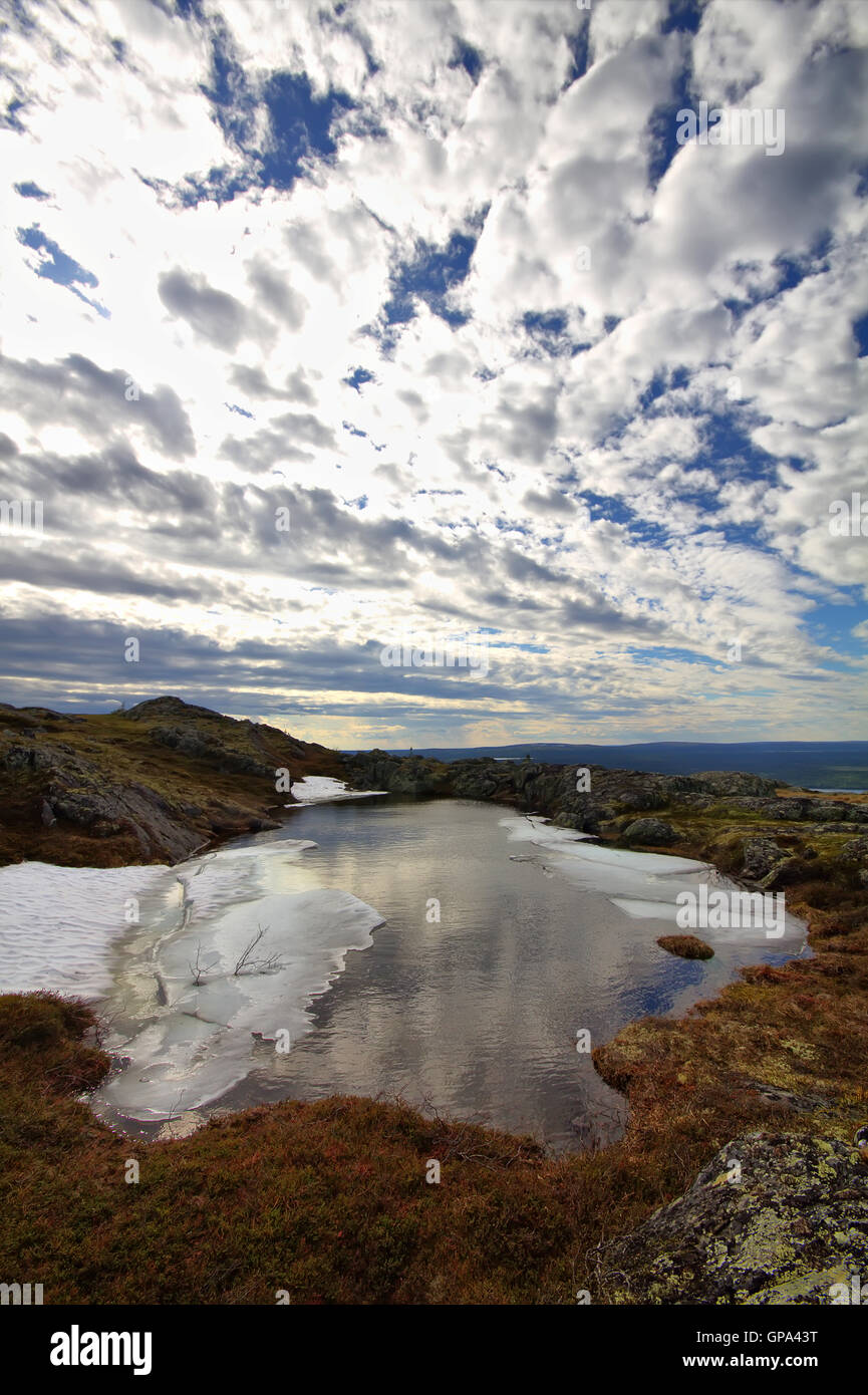 spring mountain polar tundra snow melting Stock Photo - Alamy