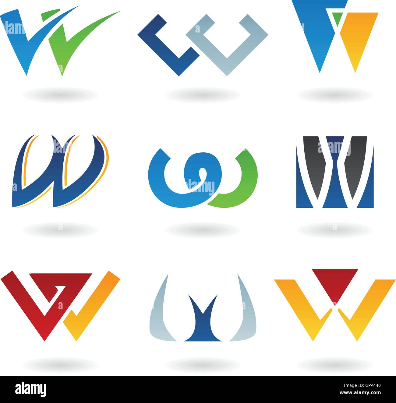 Vector illustration of abstract icons based on the letter W Stock ...