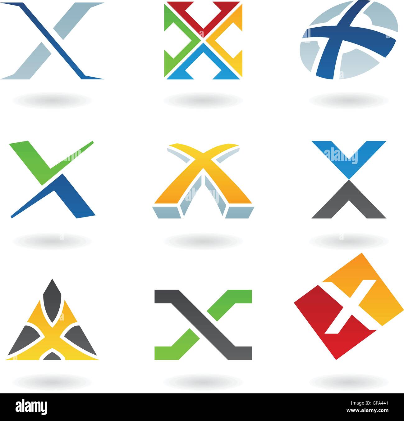 Vector illustration of abstract icons based on the letter X Stock ...
