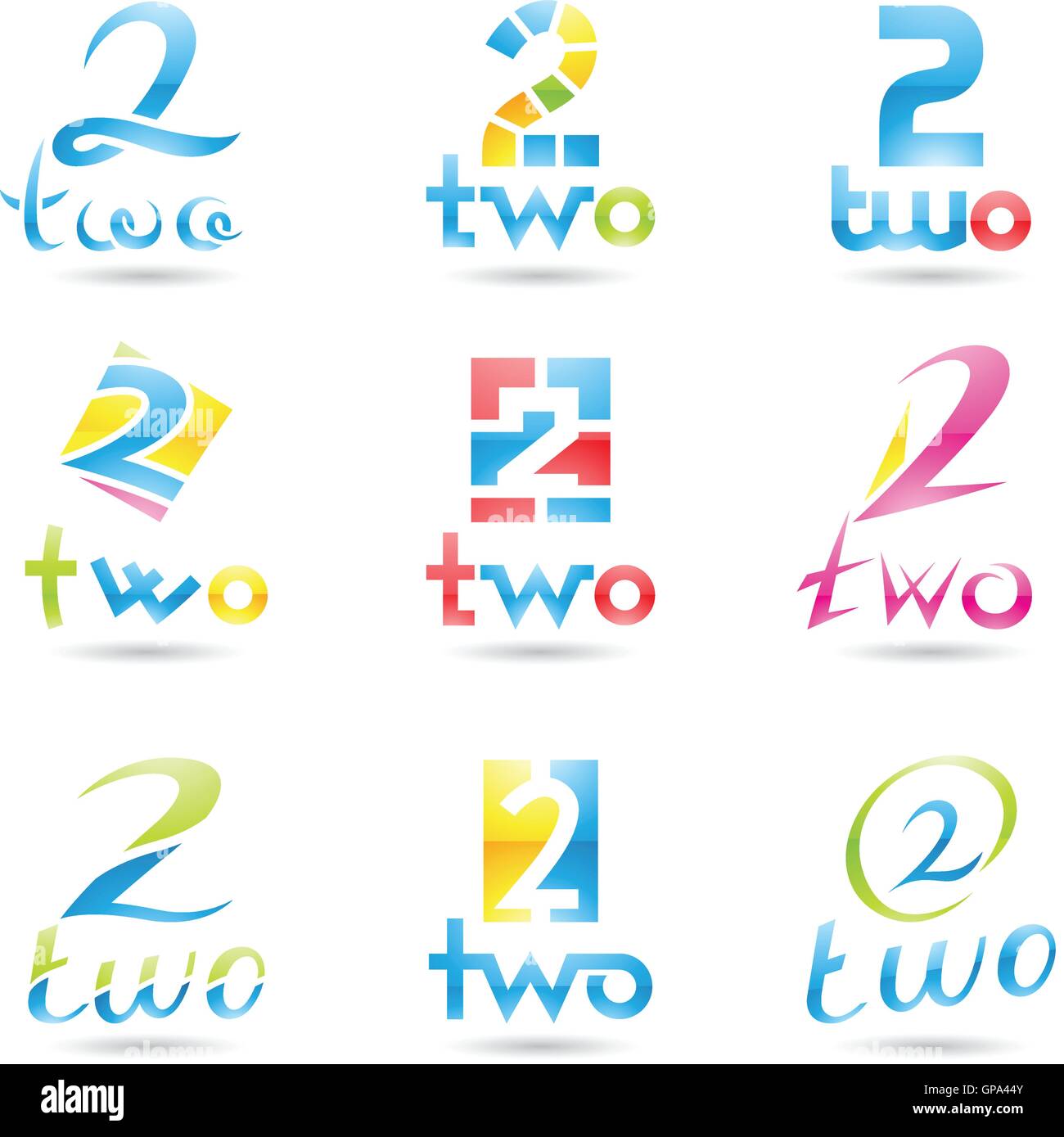 Vector illustration of Icons for number two isolated on white ...